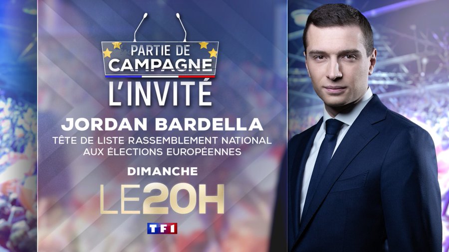 Partie de campagne Jordan Bardella invité du 20h de TF1 le 26 mai